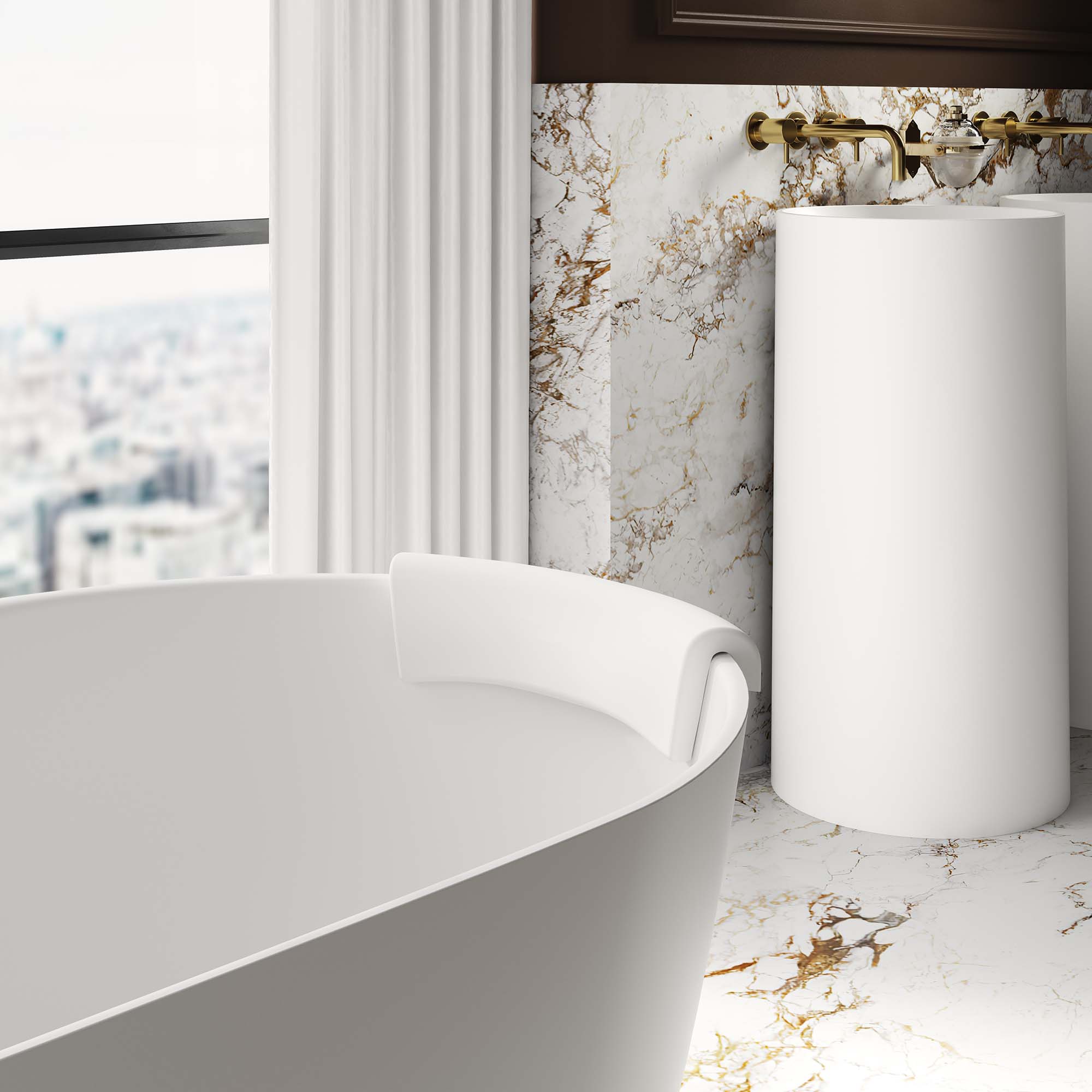 Oliver Luxury Gel Headrest - White - The Luxury Bath Company